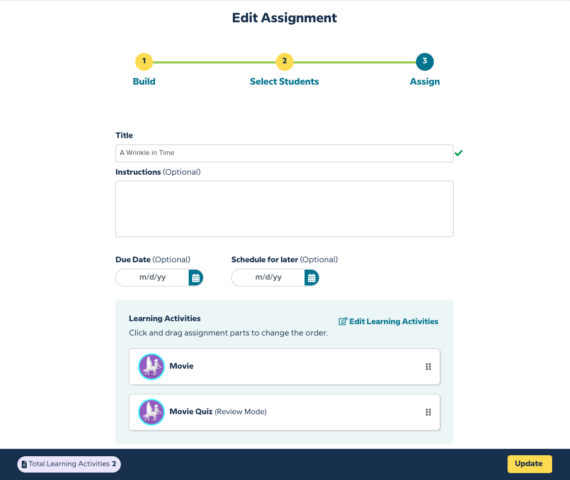 Manage Assignments – Help Center